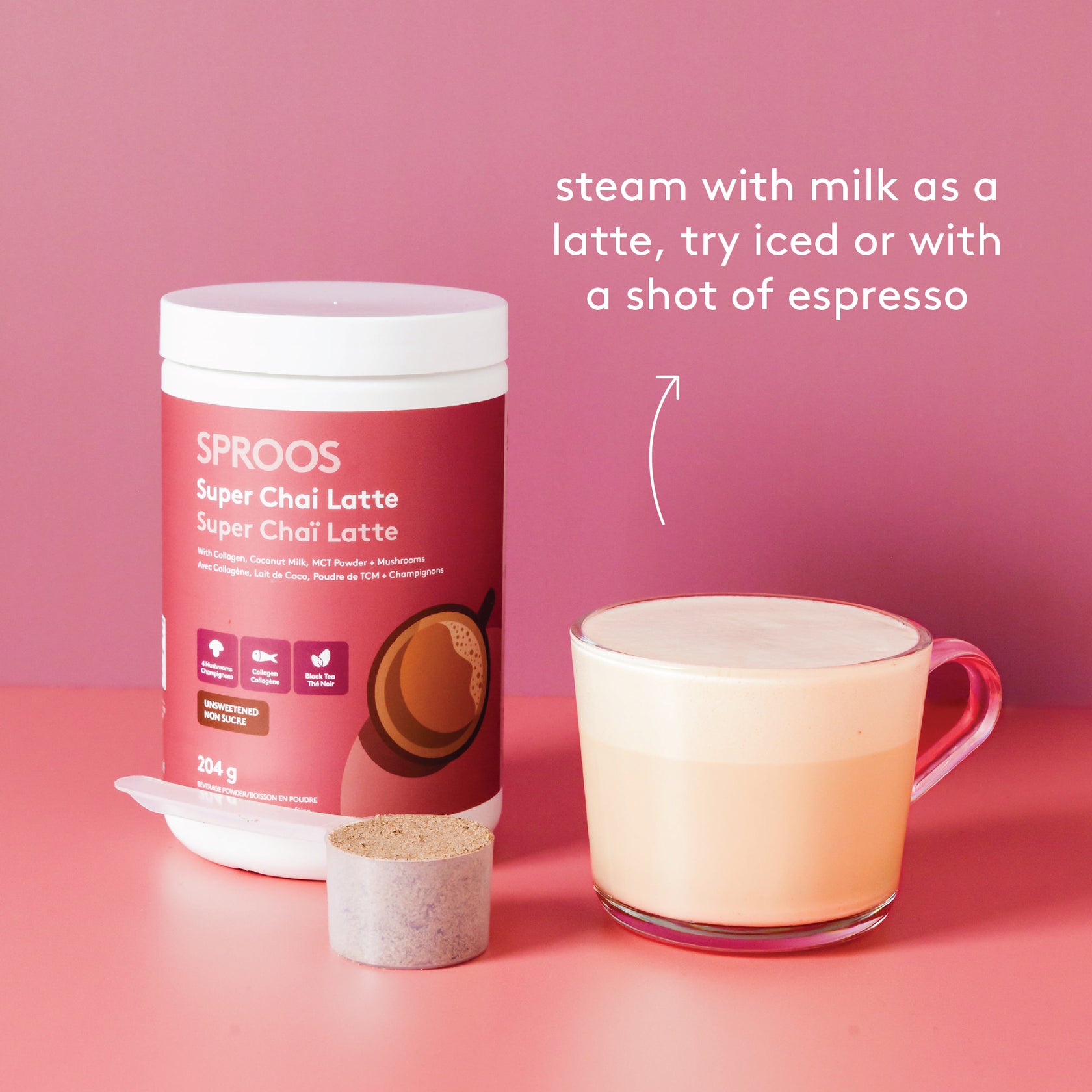 Super Chai Latte - Collagen, Mushrooms, Black Tea + Spices | Sproos